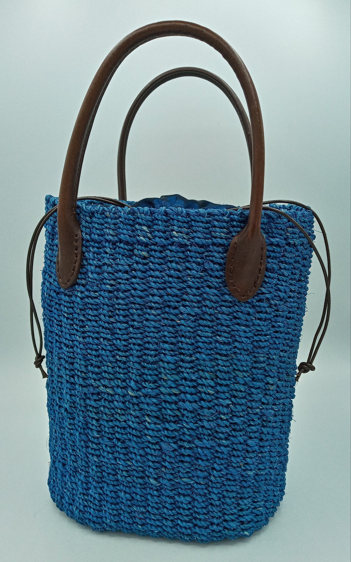 Denim Blue LUXURY Straw Bag With Lilly of the Valley Hand Embroidery ...