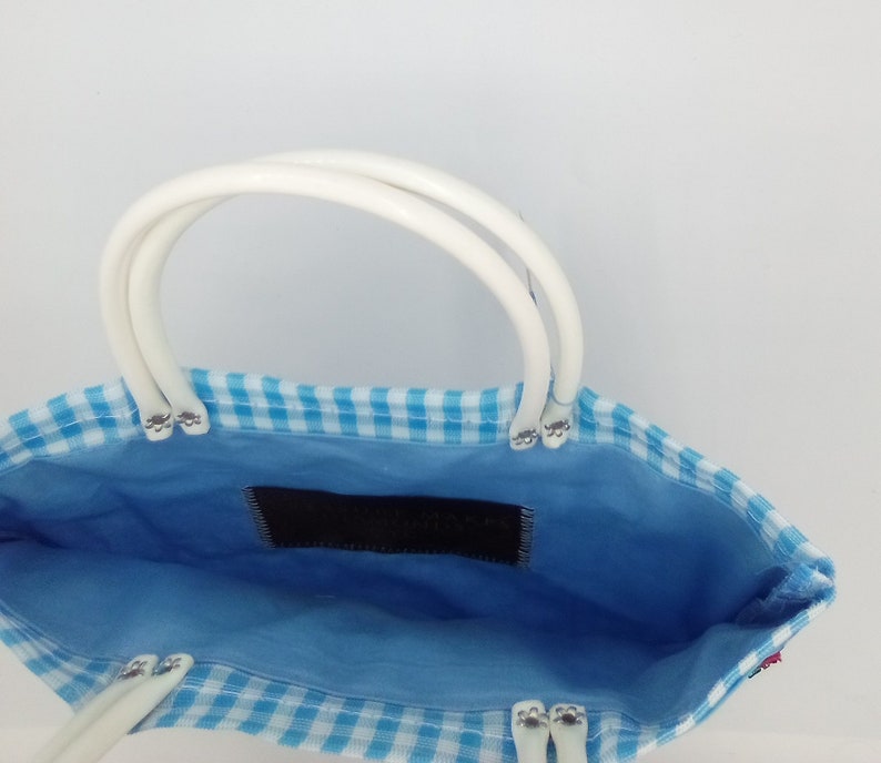 Lux Mexican Market Bag Flat Tote Bolsa De Malla Aqua Blue W/ Strawberry ...