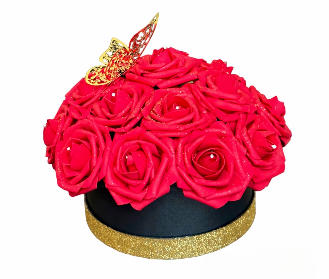 Red Rose Box Round Box With Roses Mothers Day Bouquet Home - Etsy