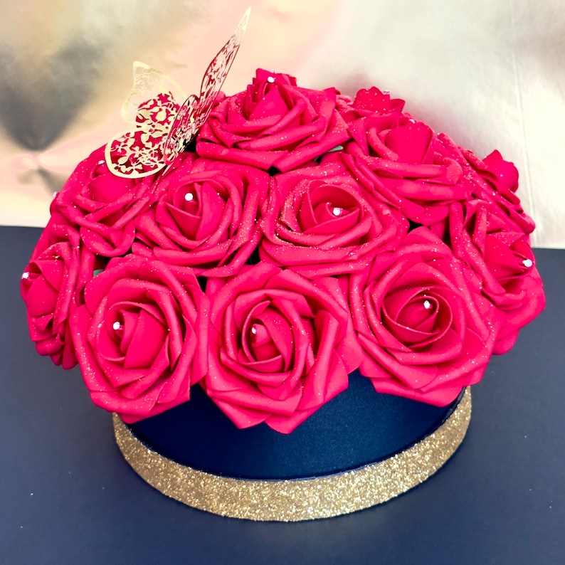 Red Rose Box Round Box With Roses Mothers Day Bouquet Home - Etsy