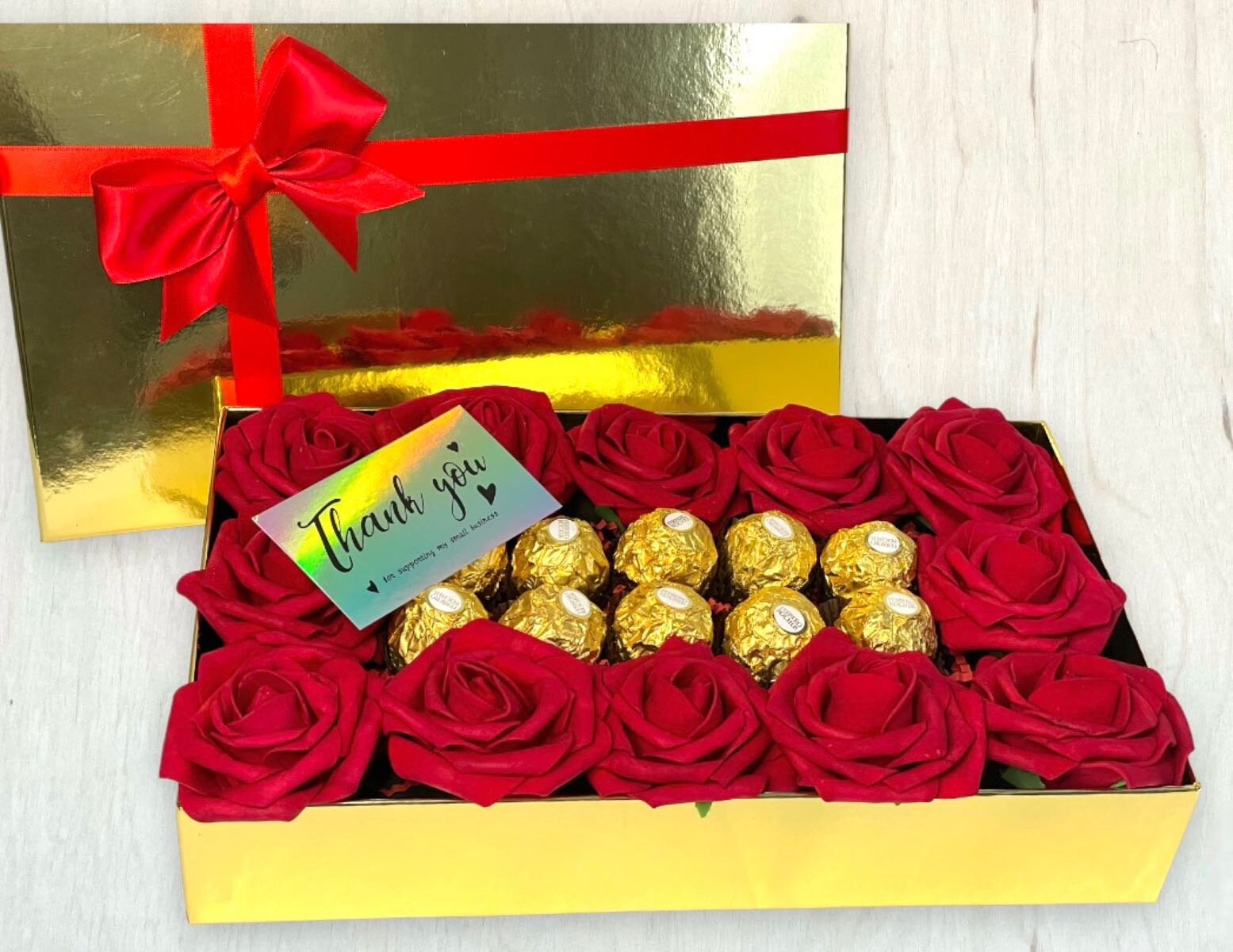 Red Rose and Ferrero Gifbox. Ferrero Rocher Artificial Roses Gift for ...