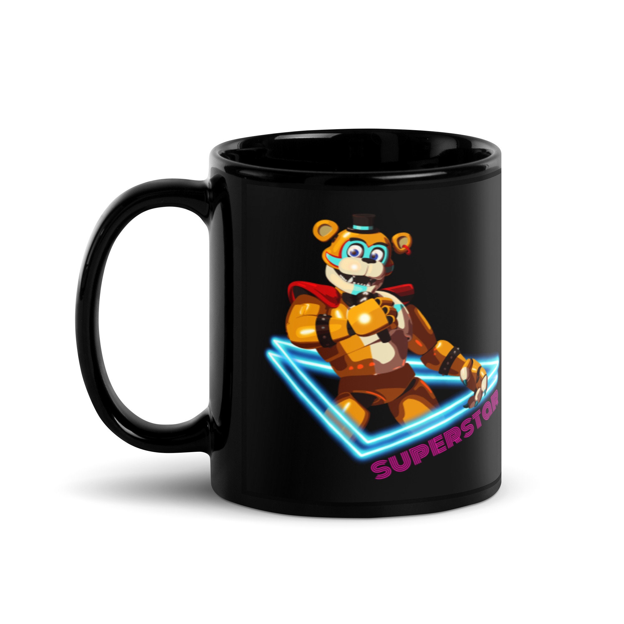 FNAF Five Nights at Freddy’s: Security Breach Freddy Black Glossy Mug ...