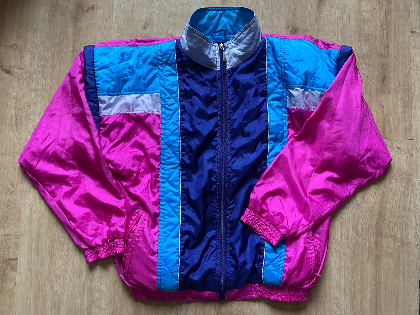New Retro Wave Race Car Windbreaker Neon Pink Blue and Purple With ...