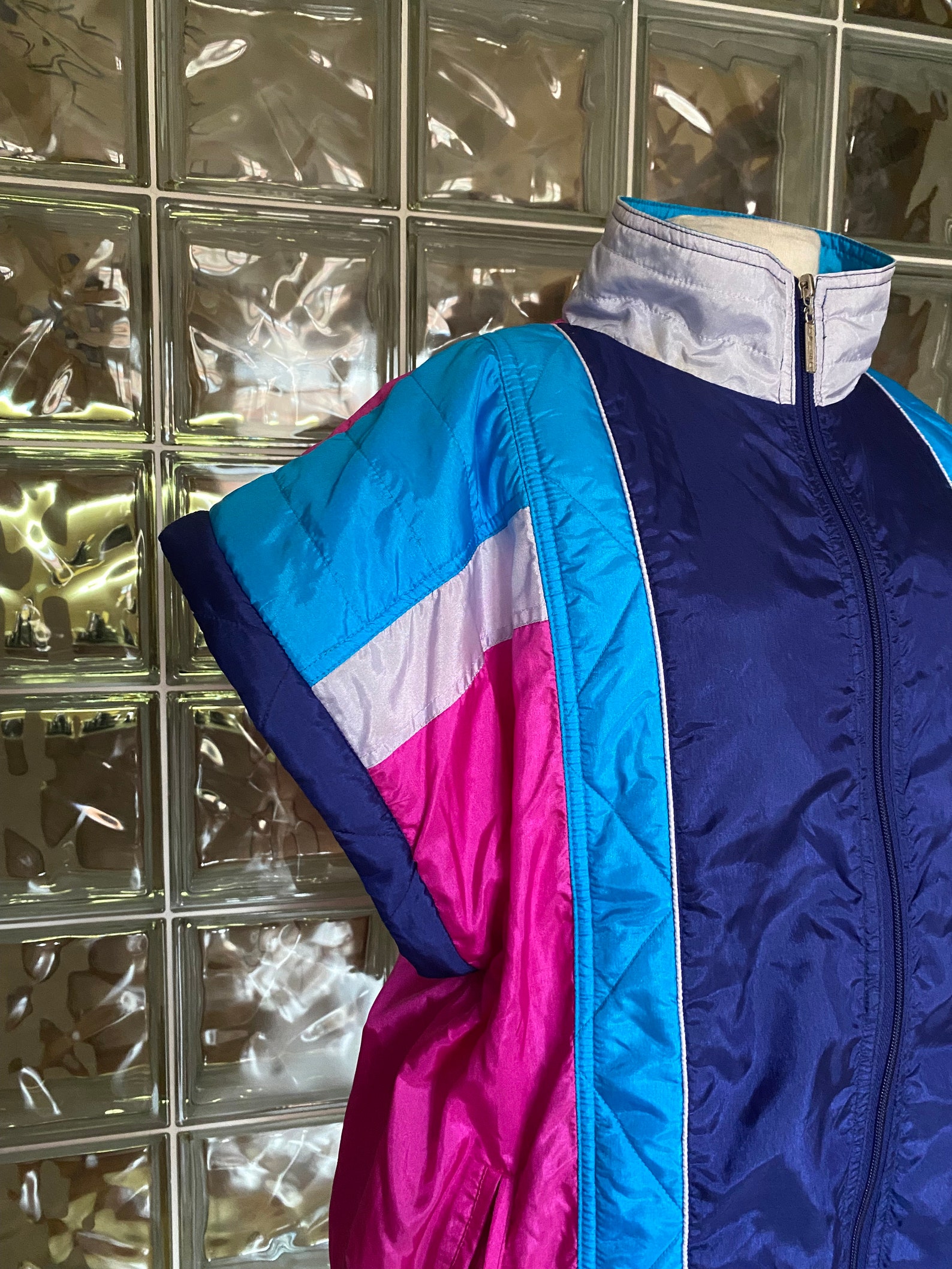 New Retro Wave Race Car Windbreaker Neon Pink Blue and Purple With ...