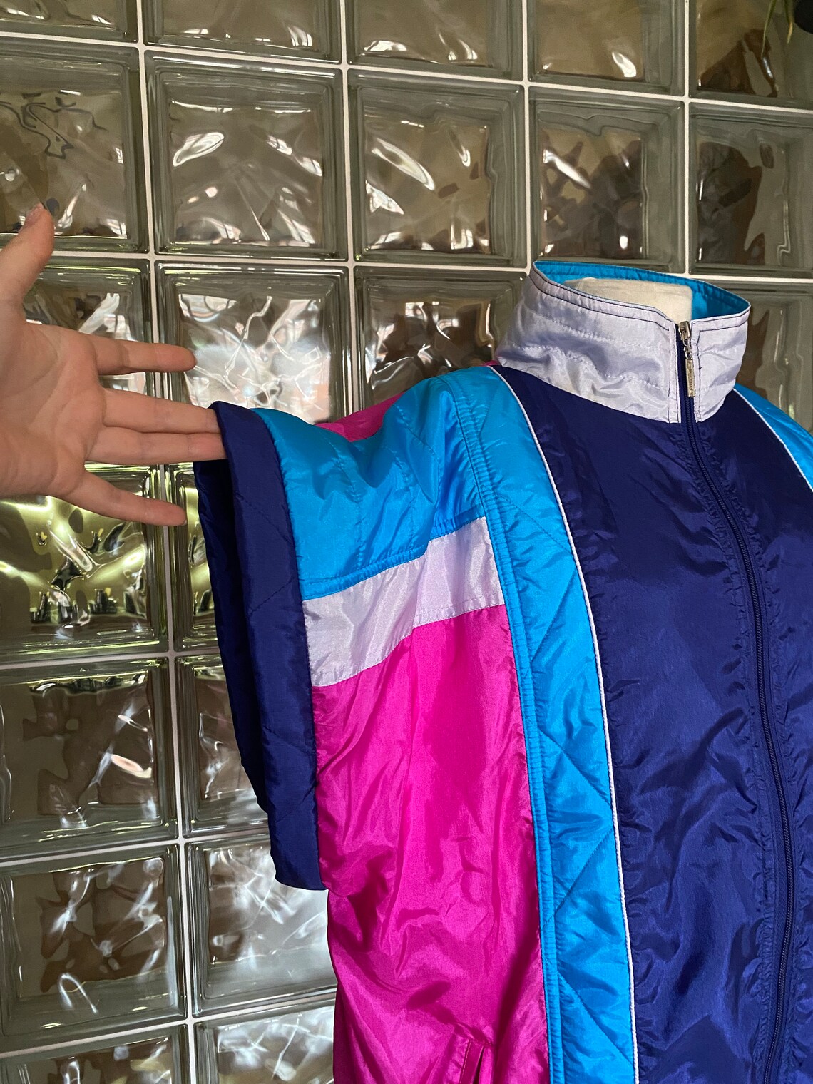 New Retro Wave Race Car Windbreaker Neon Pink Blue and Purple With ...