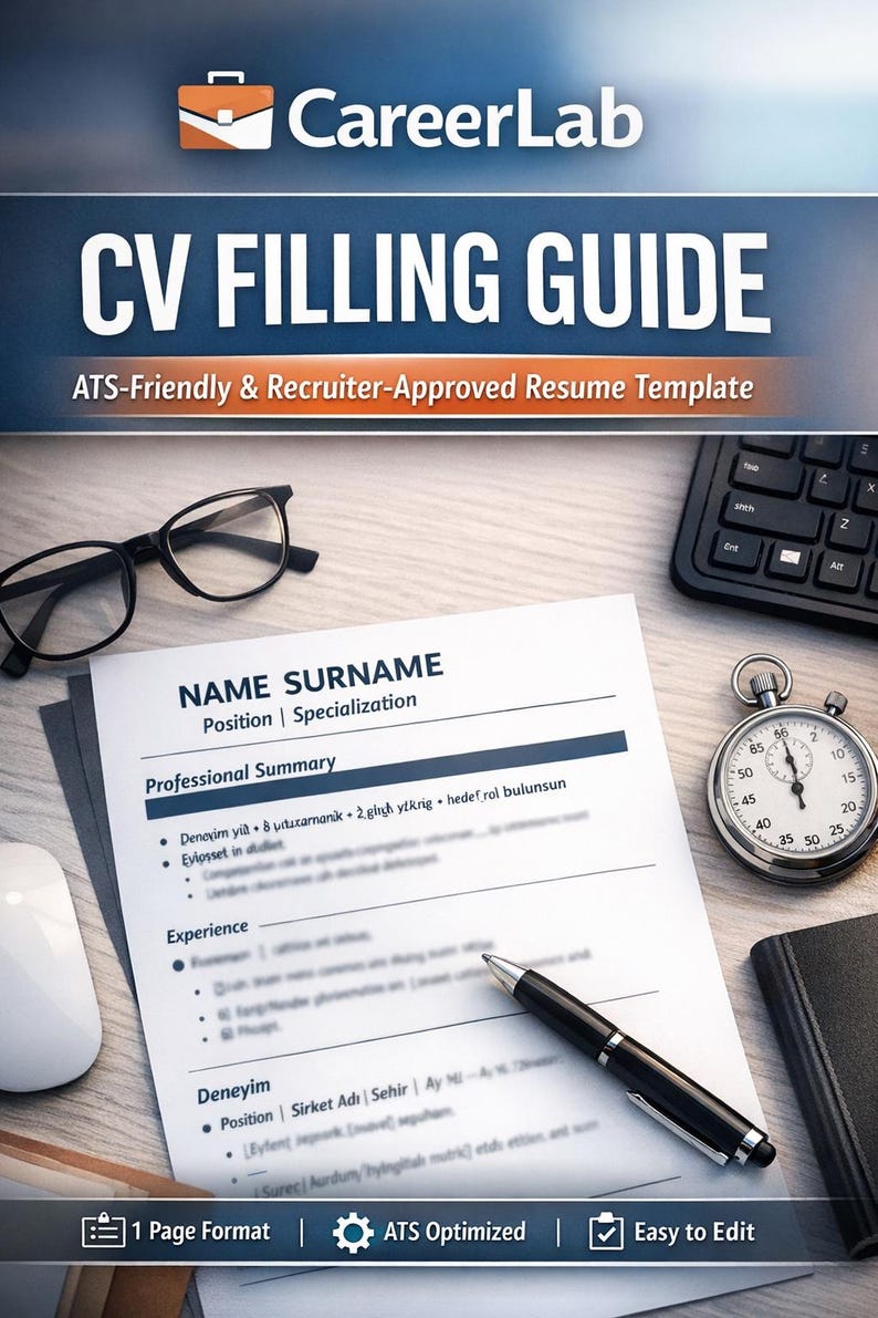 CV Filling Guide – ATS Friendly Resume Template - Etsy