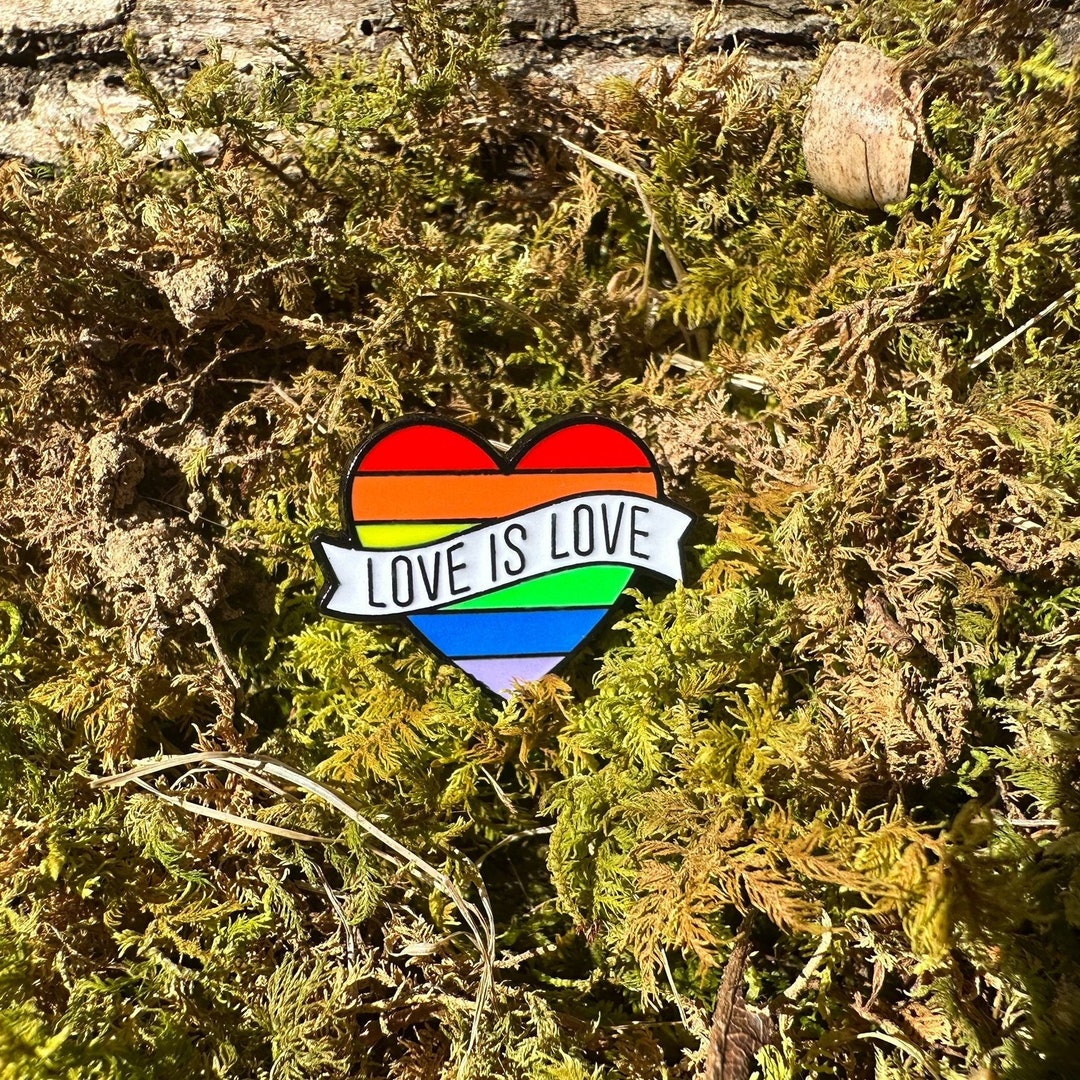 Love is Love LGBTQ Pride Pin | Rainbow Heart Love is Love Equality ...