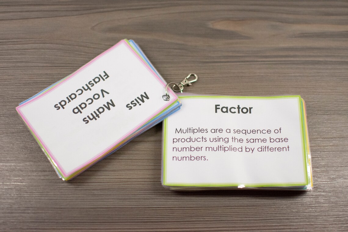 Math Vocabulary Flashcards - Etsy