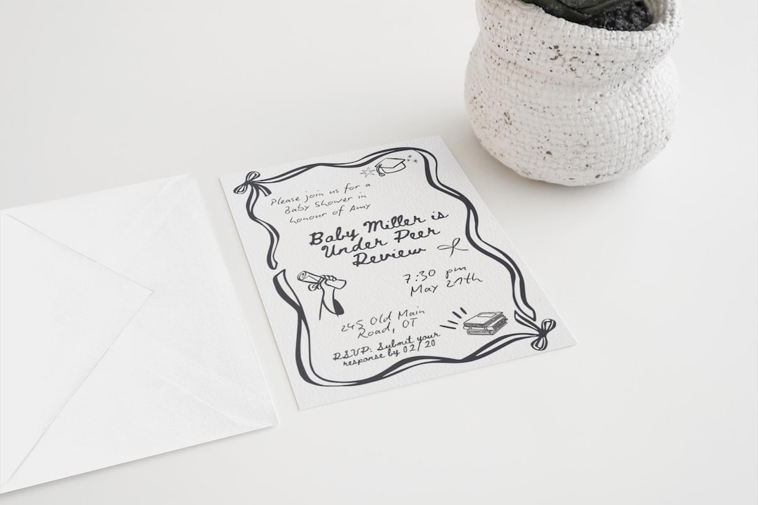 Baby Under Peer Review Baby Shower Invitation - Hand-drawn Academic ...