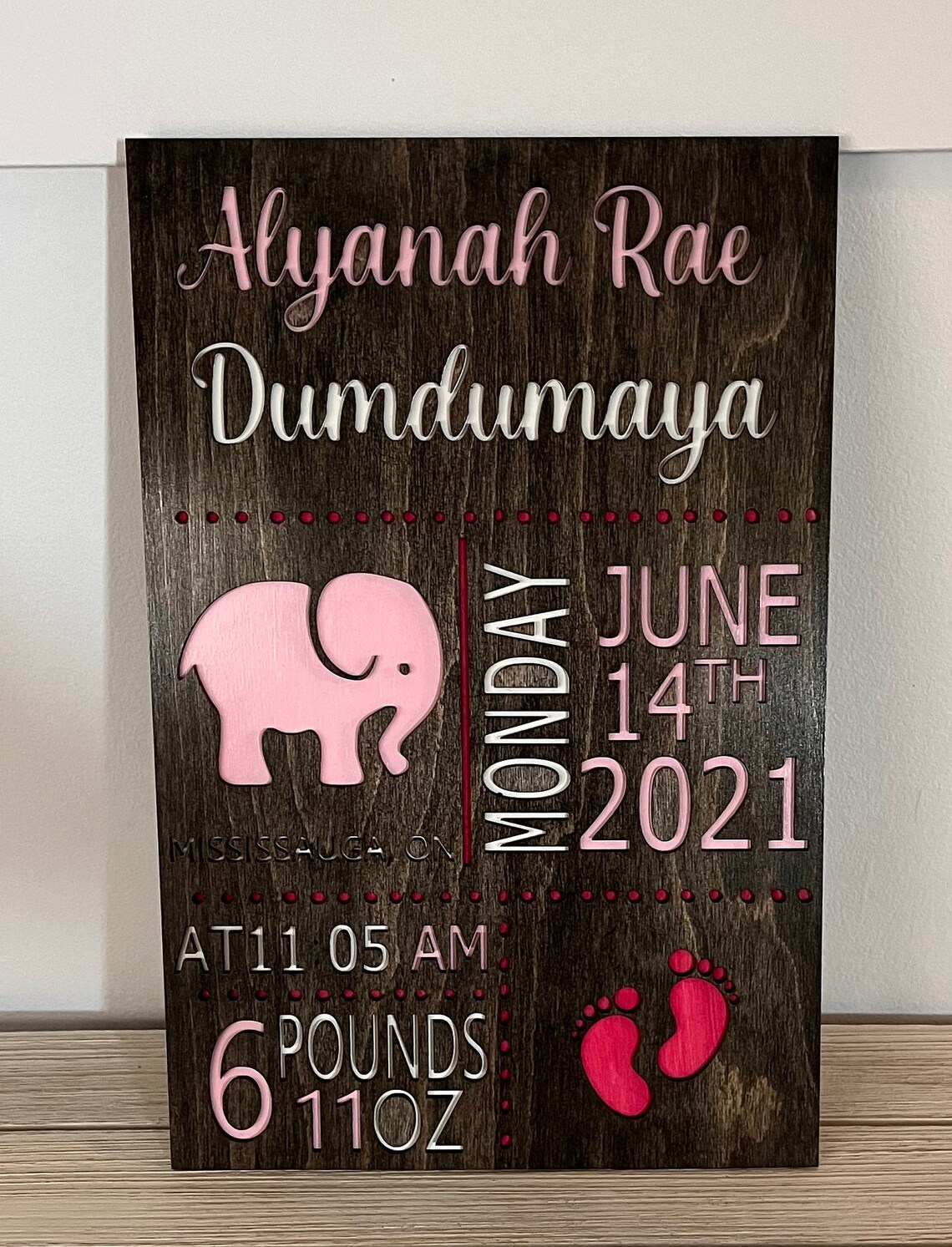 Wooden Baby Birth Announcement Sign Baby Birthday Stats | Etsy Canada