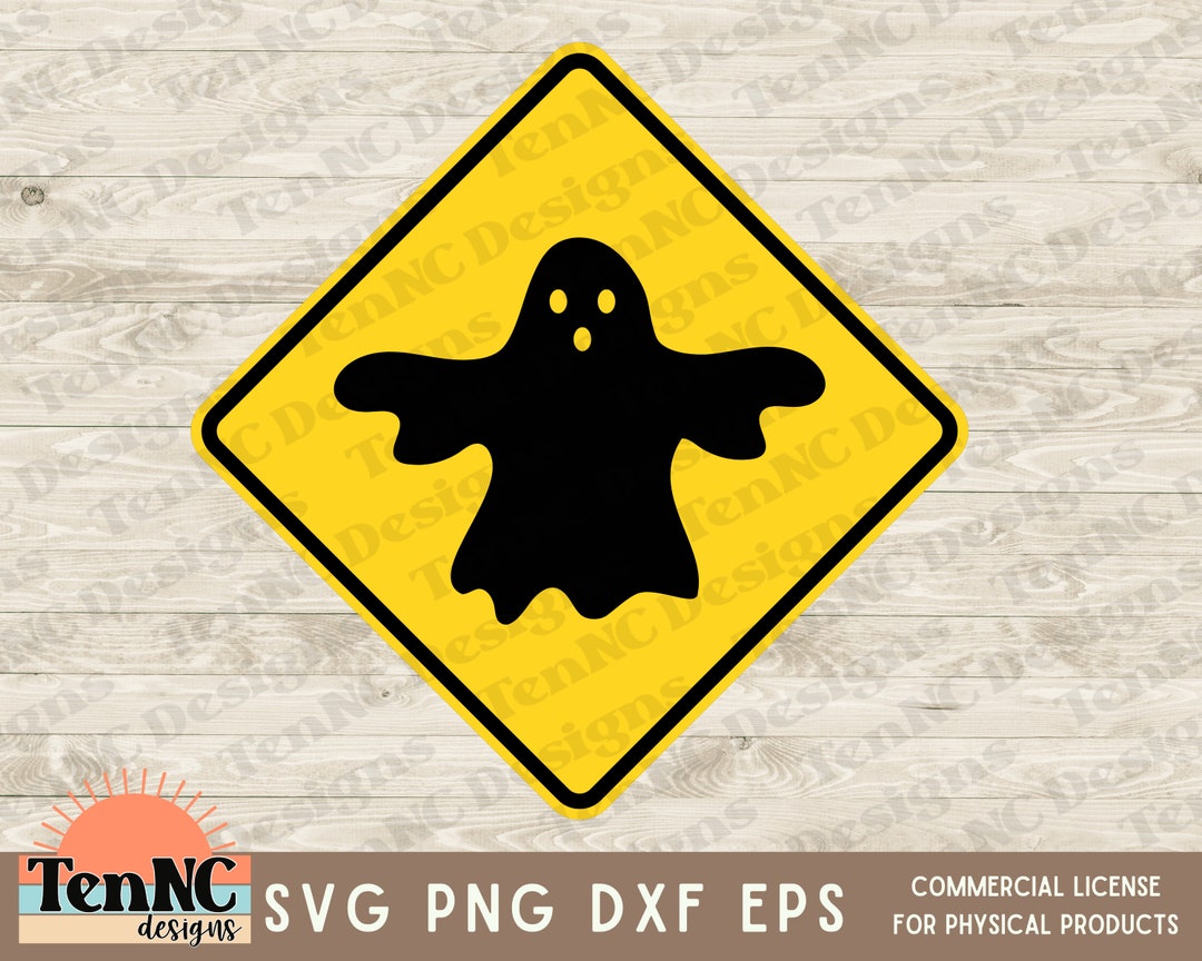 Ghost Crossing Svg-halloween Ghost Svg-halloween Caution Sign - Etsy