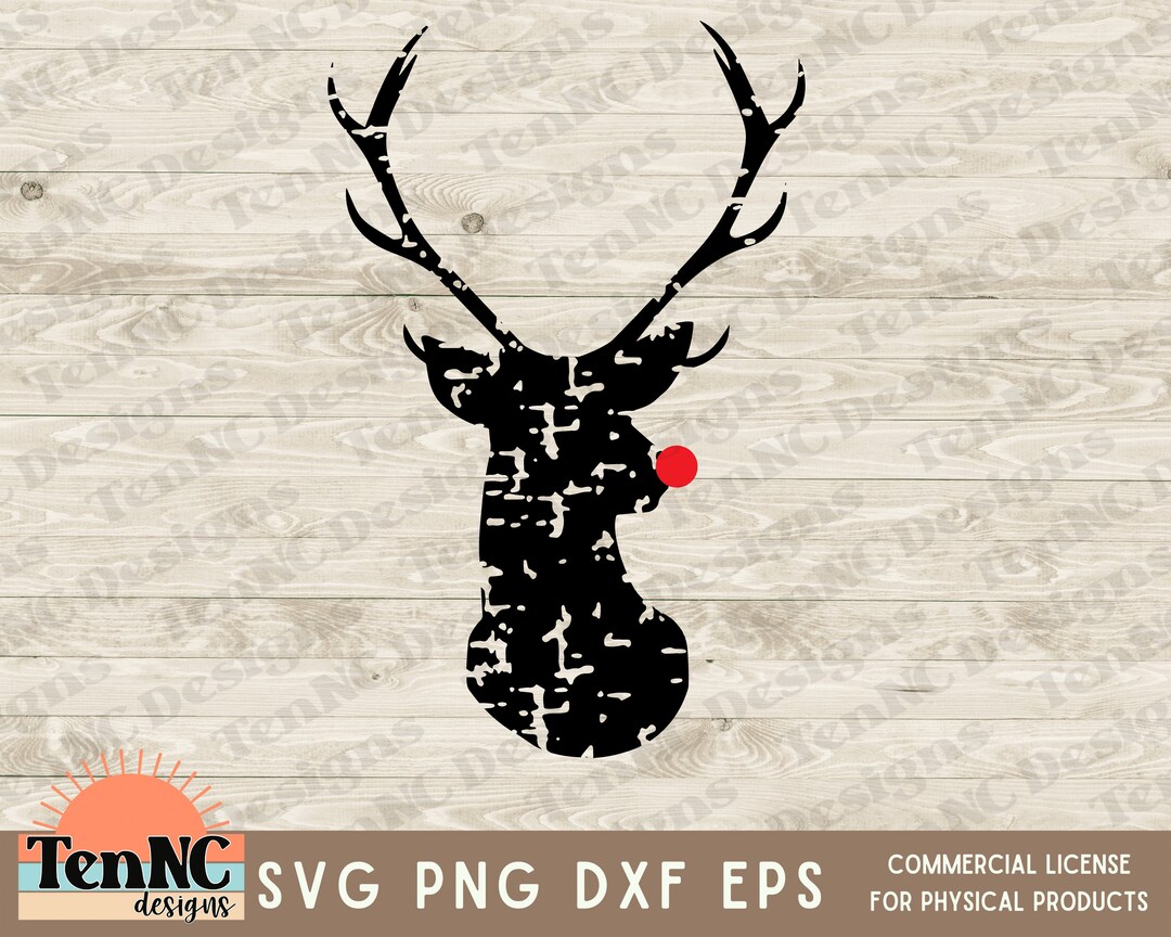 Grunge Reindeer Svg, Distressed Deer Svg, Reindeer Svg, Christmas Deer ...