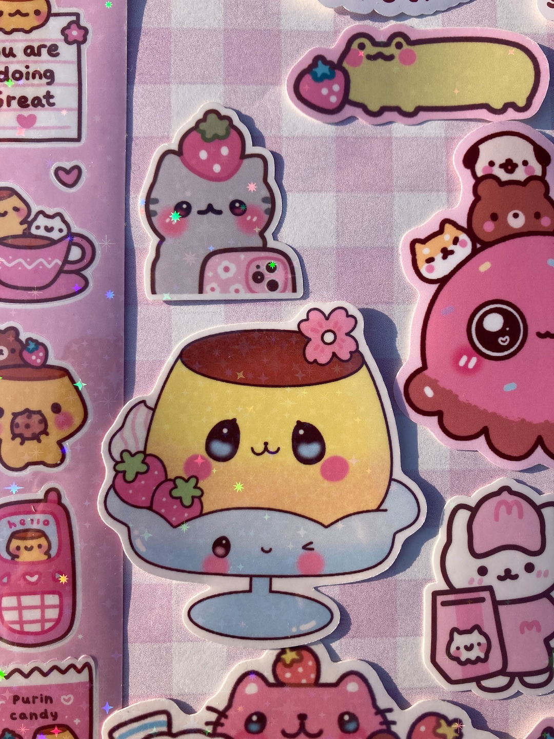 Kawaii Purin Holographic Star Sticker - Etsy