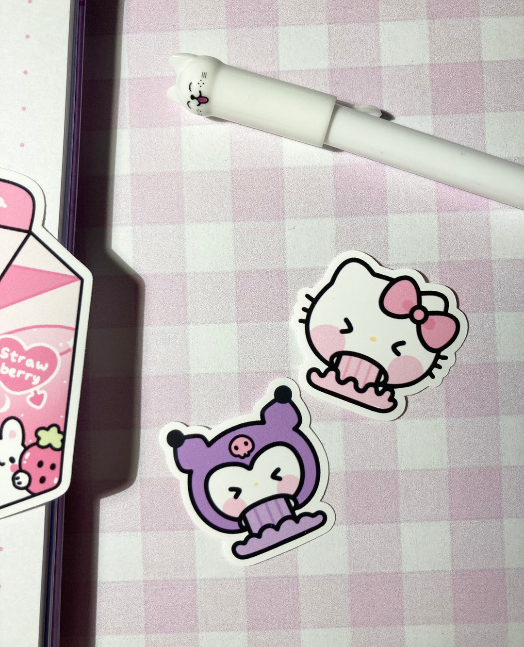 Mini Kitty and Kuromi Inspired Vomiting Sticker Sets - Etsy