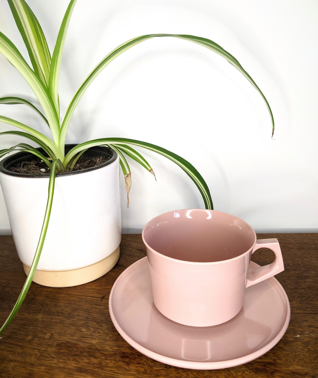 Vintage Melaware Made in England Retro Pink Cup and Saucer - Etsy