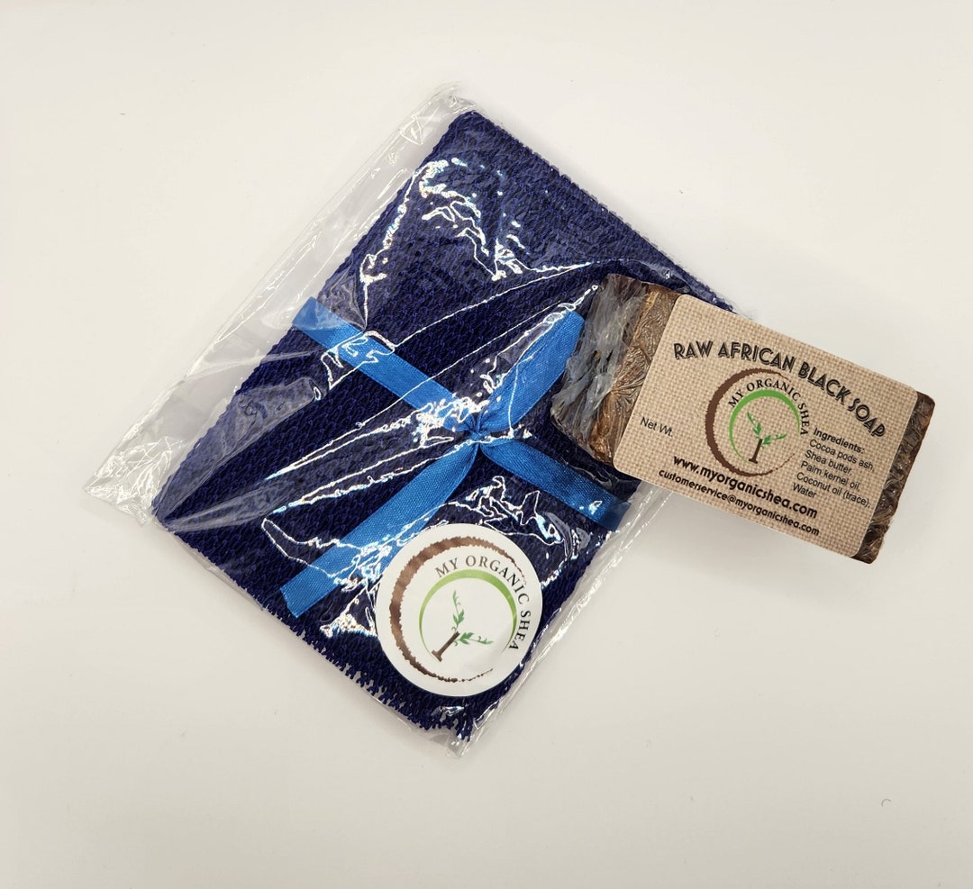 Authentic African Exfoliating Bath Sponge & Raw Black Soap Bar From ...