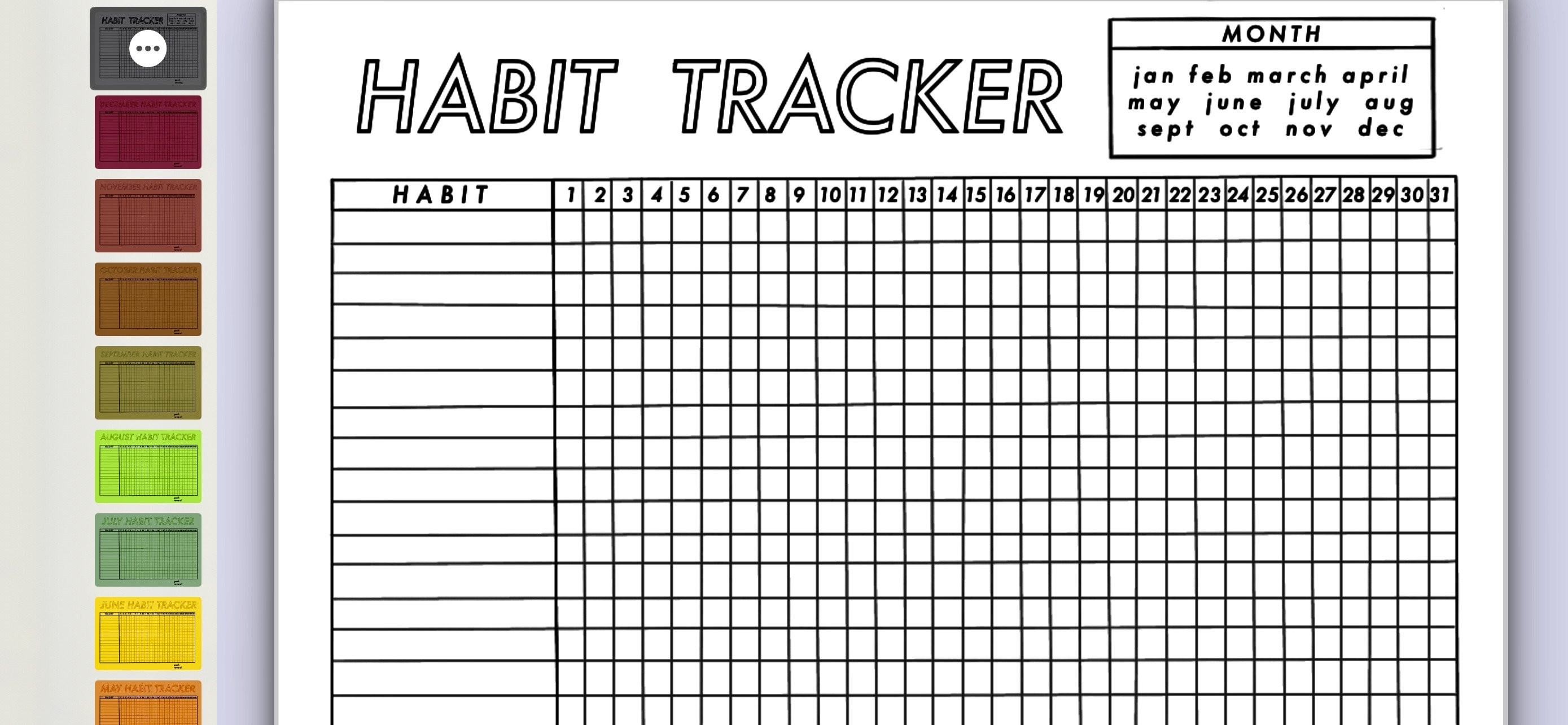 Habit Tracker Template - Etsy