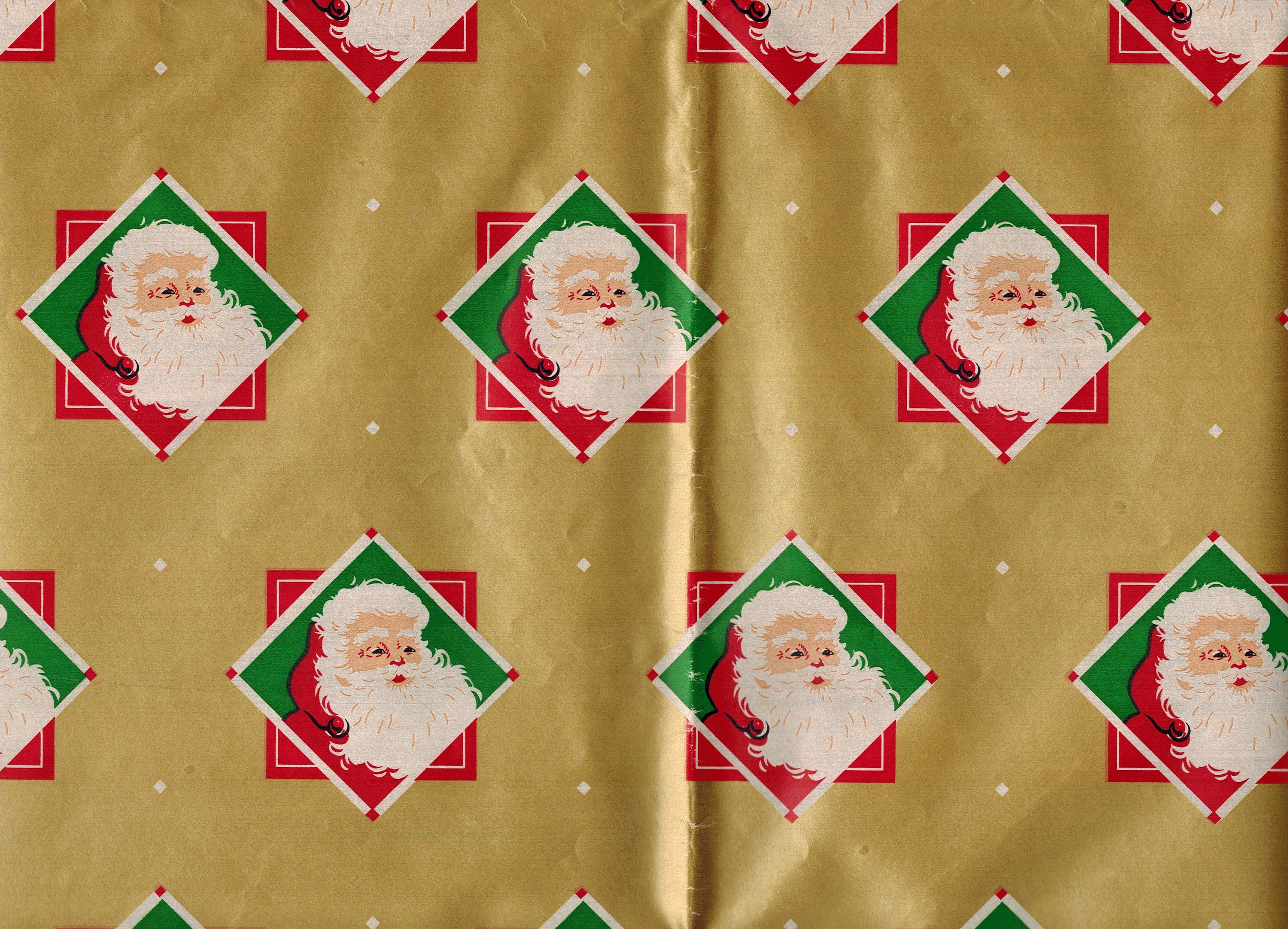 Vintage Christmas Wrapping Paper One Sheet Santa Face Vintage Christmas ...