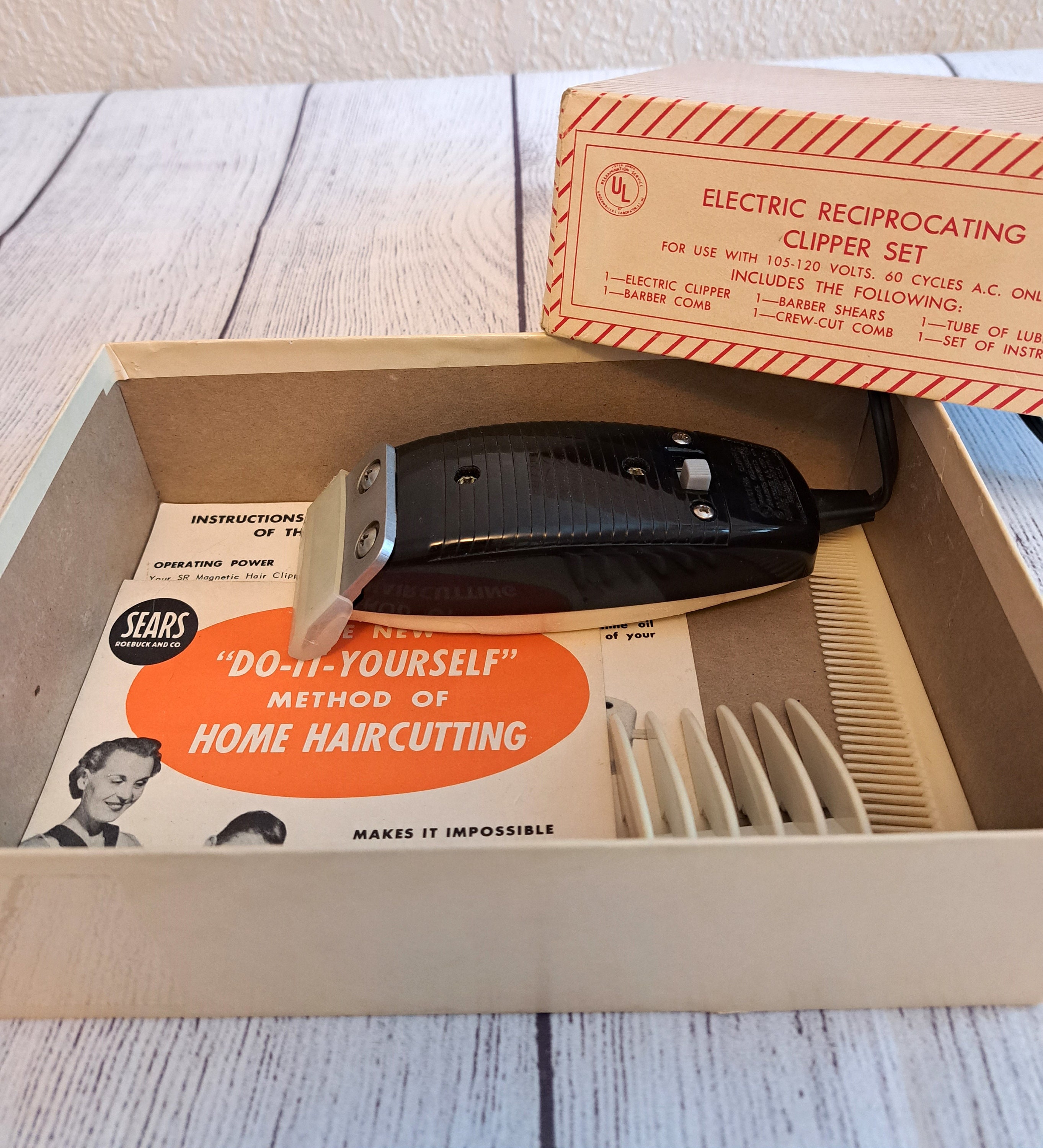 Vintage Sears Roebuck Electric Hair Clipper Set in Original Box 1950's ...