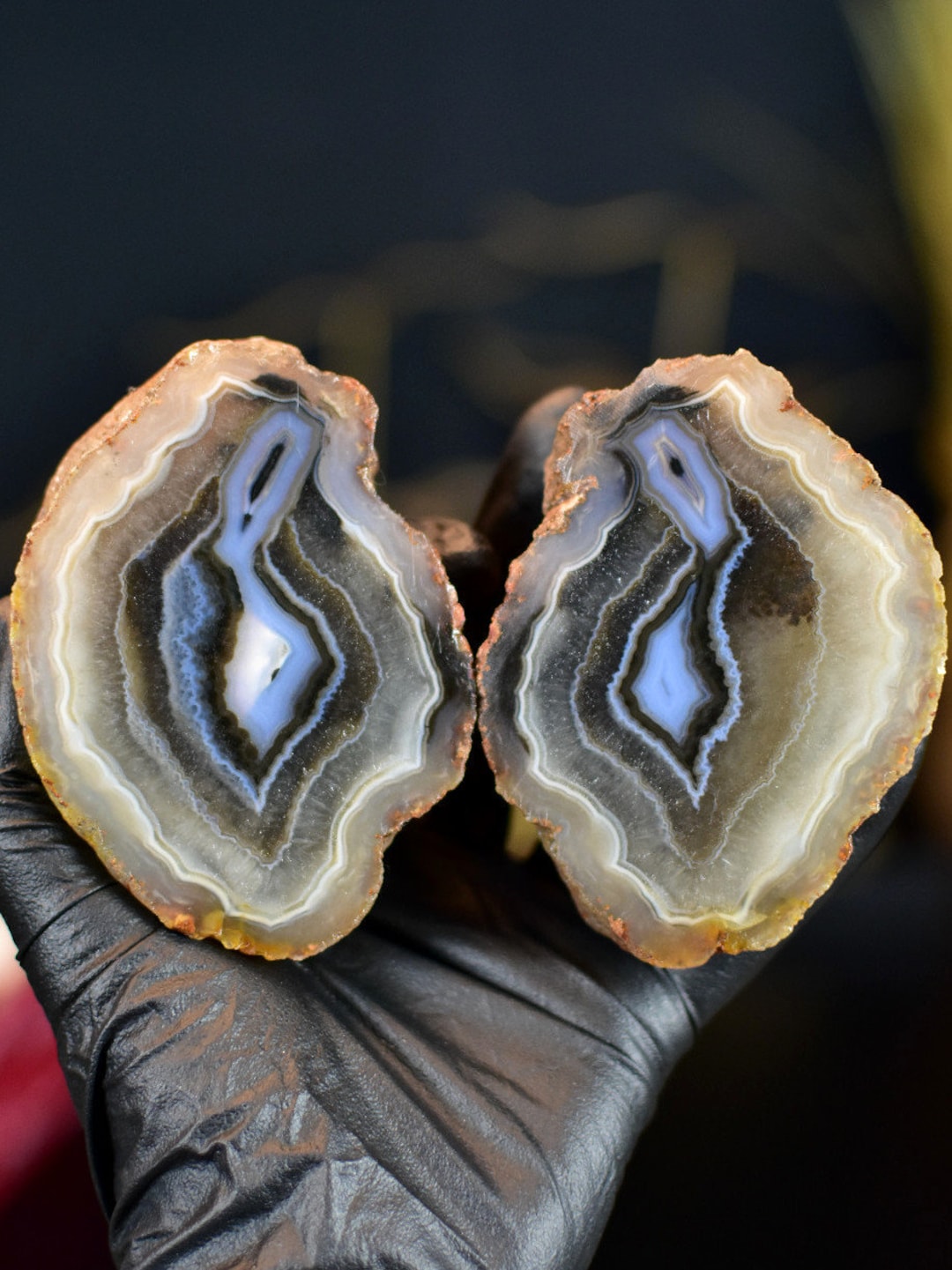 Turkish Agate Ankara Fortification & Blue Chalcedony Lace Agate Pair 1 ...