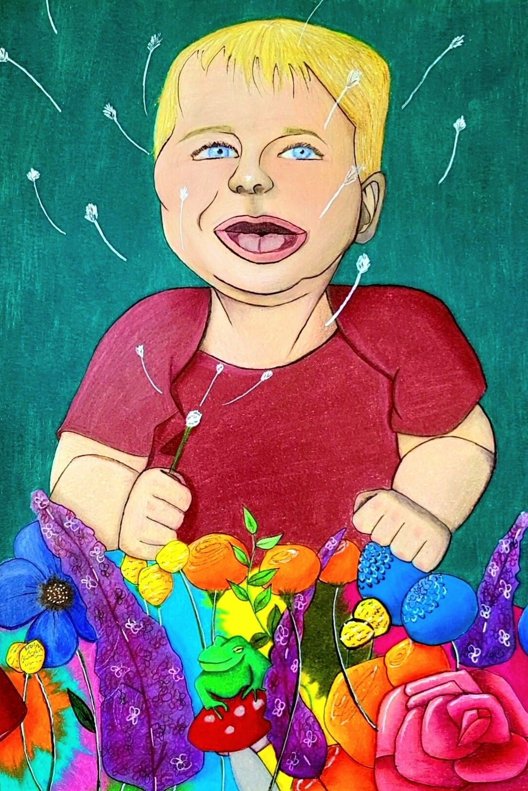 Wild Child Hand Drawn Colored Pencil on Watercolor Paper - Etsy