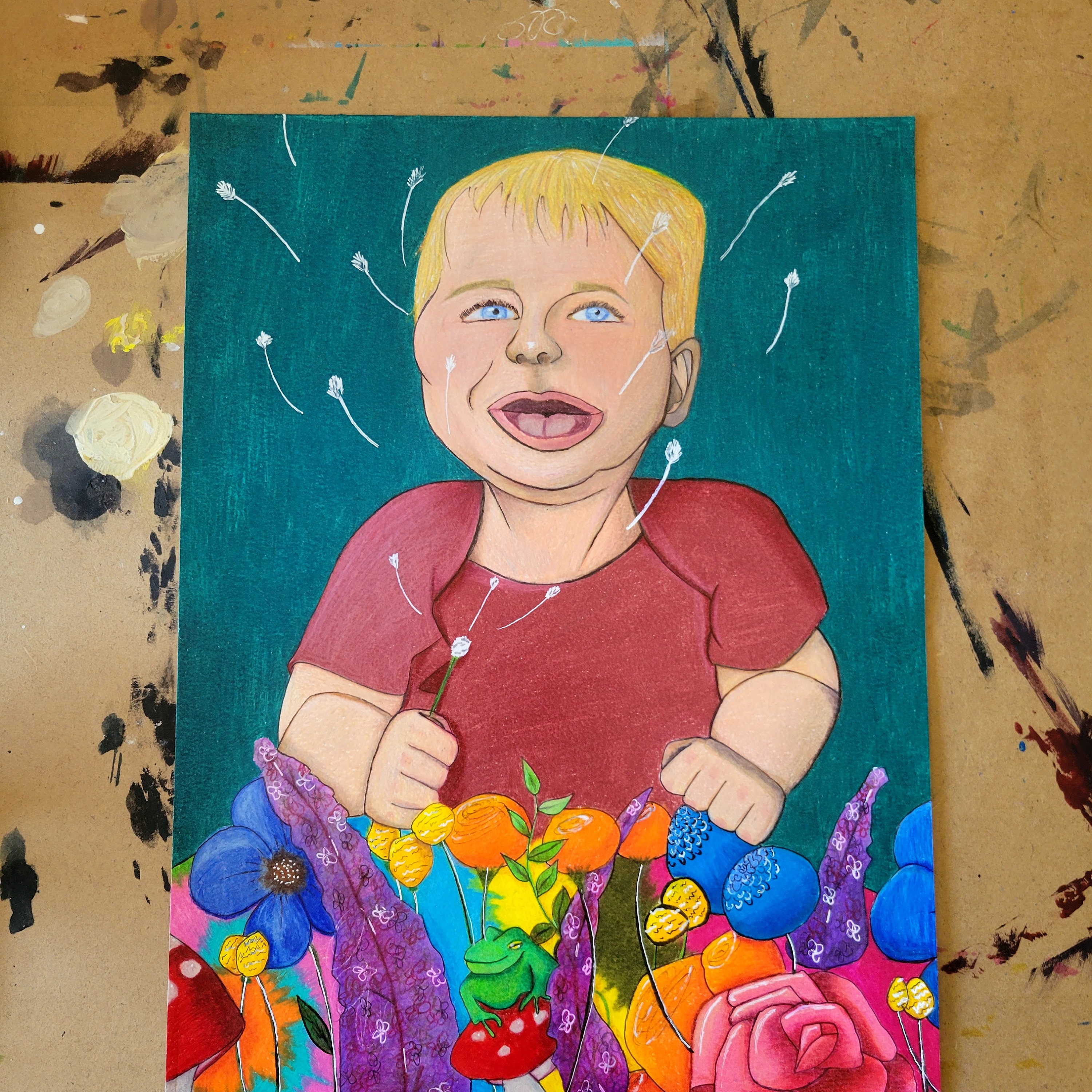 Wild Child Hand Drawn Colored Pencil on Watercolor Paper - Etsy