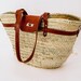 French Straw Beach Basket With Leather Straps - Handmade Woven Palm ...