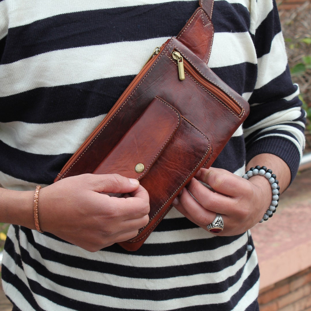 Luxury Sling Bag, Mens Leather Smartphone Crossbody Small Bag, Cell ...