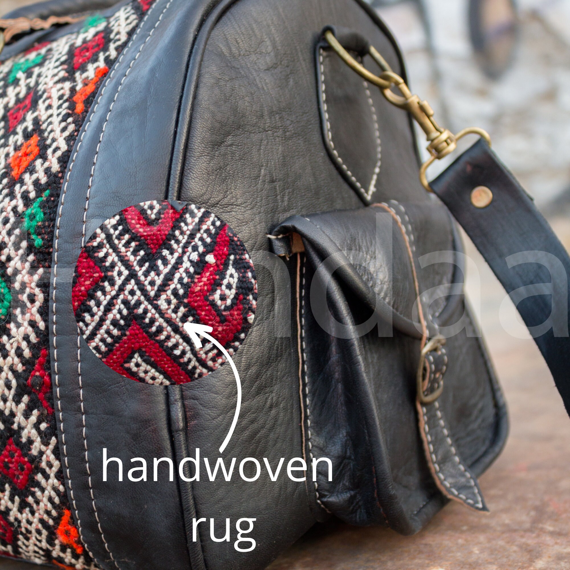 Carpet Leather Weekend Duffel Bag for Women & Men Kilim - Etsy
