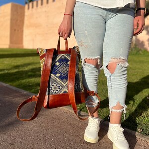 Moroccan Vintage-inspired Leather Roll Top Backpack | Handmade ...