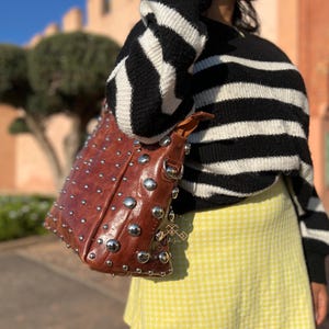 Black Silver Studded Bag, Studded Leather Handbag, Luxurious Tote Bag ...
