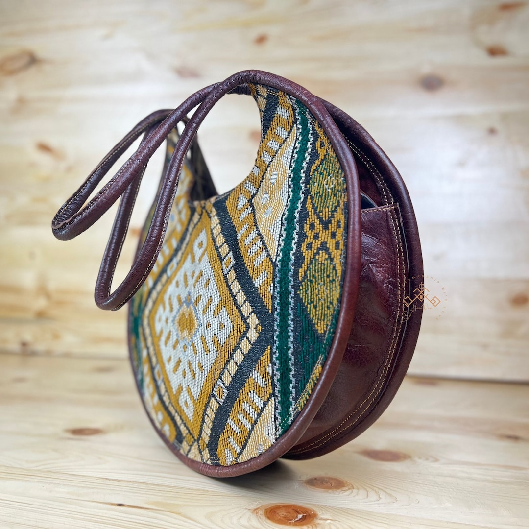 Carpet Shoulder Bag, Carpet Bag Handles Style for Women, Kilim Leather ...