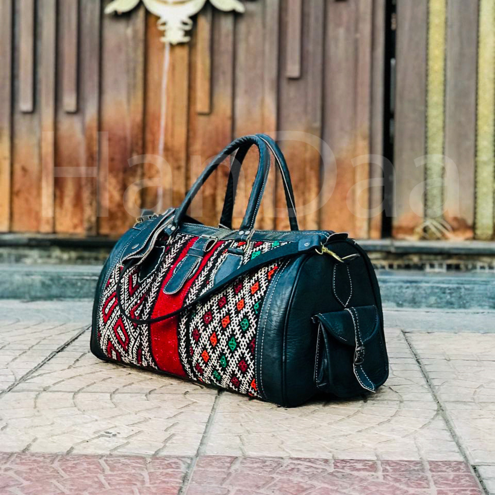 Carpet Leather Weekend Duffel Bag for Women & Men Kilim - Etsy