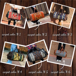 Boho Weekender Kilim Travel Bag, Carpet Leather Weekend Bag, Extra ...