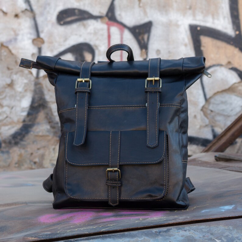 Roll Top Backpack Roll Top Backpack for Men Personalised - Etsy