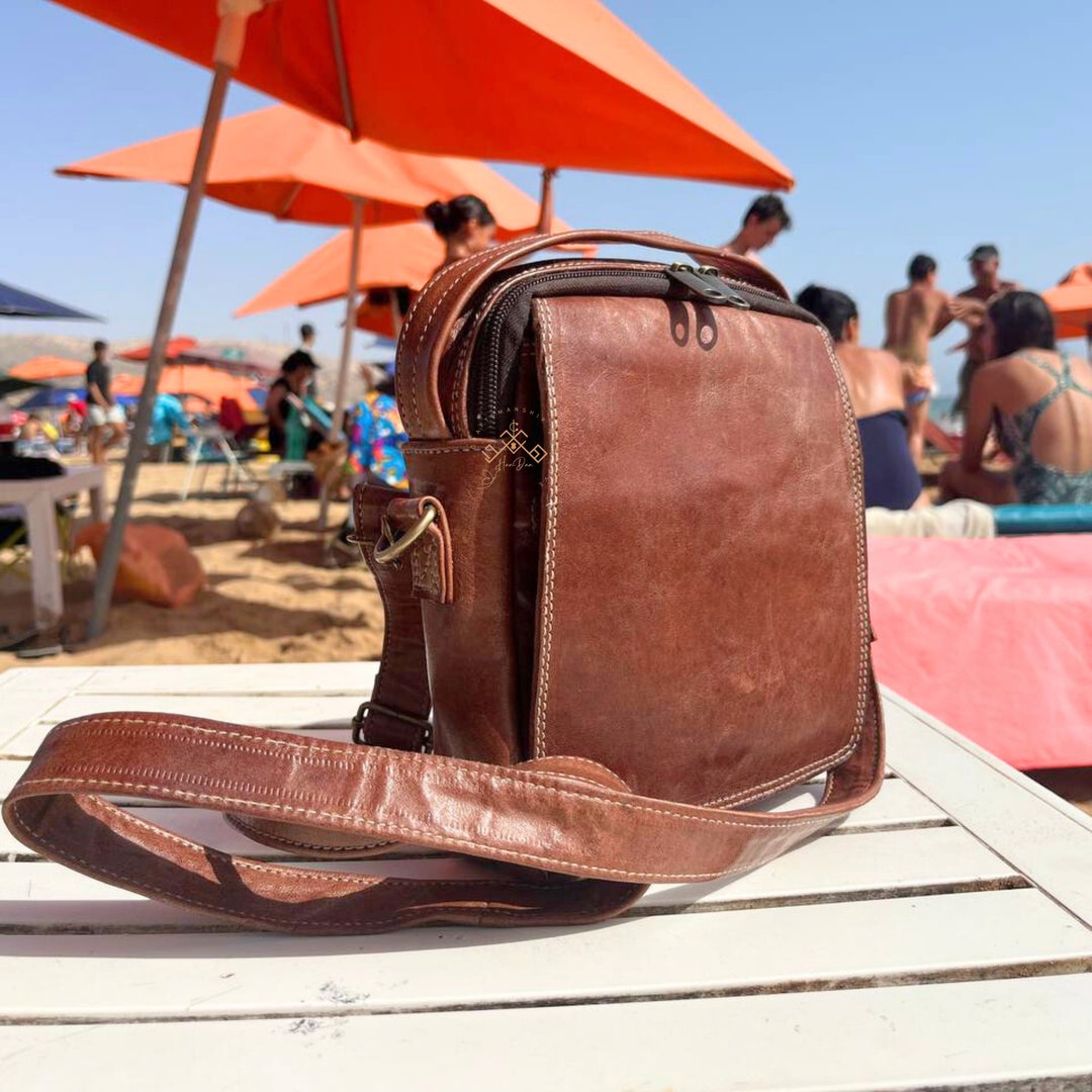 Small Leather Briefcase for Men, Men Shoulder Bag, Anniversary Gift for ...