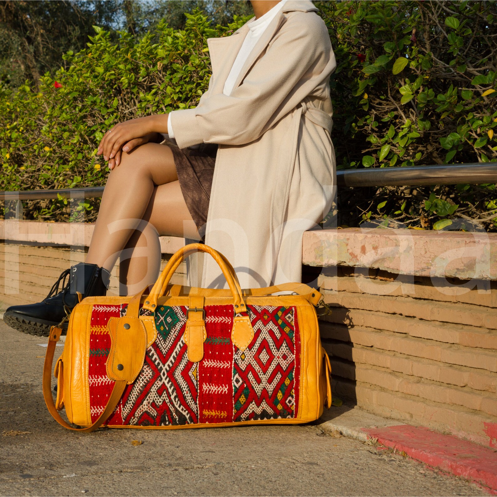 Kilim Weekender Bag, Carpet Leather Weekend Duffel Bag for Women & Men ...