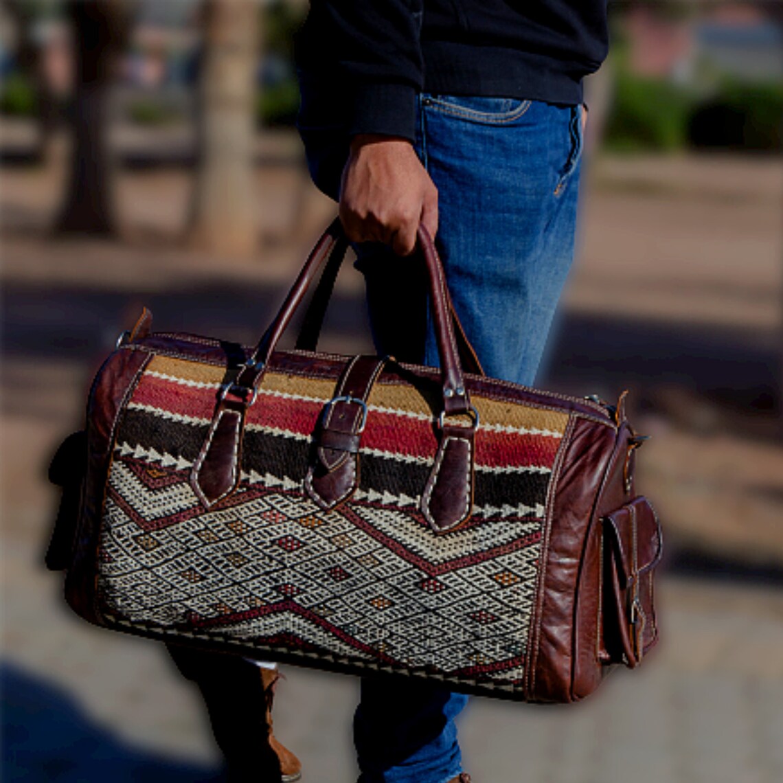 Best Luggage Kilim Bag for Travelling Kilim Leather Bag - Etsy