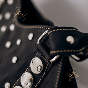 Polka Dot Studded Leather Tote Bag, Studded Leather Handbag, Luxurious ...