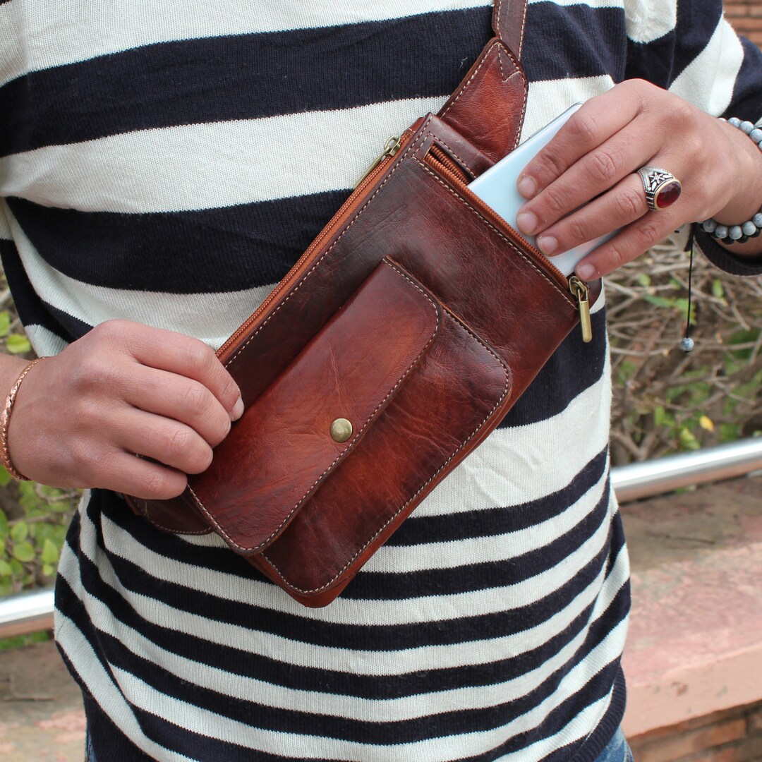 Handmade Shoulder Wallet for Phone and Passport, Leather Smartphone ...