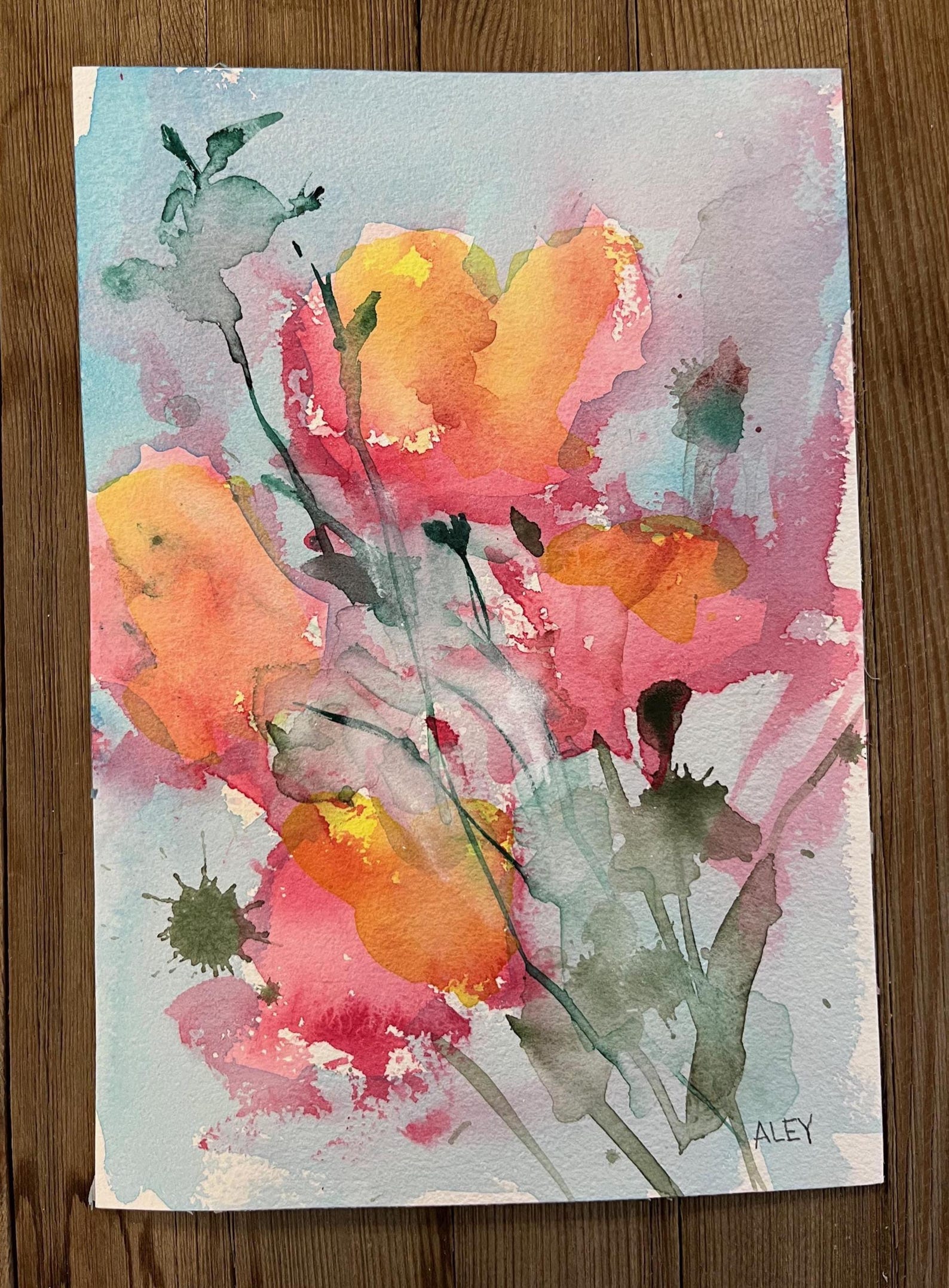 Loose Abstract Florals Original Watercolor Painting TL Aley Watercolour ...