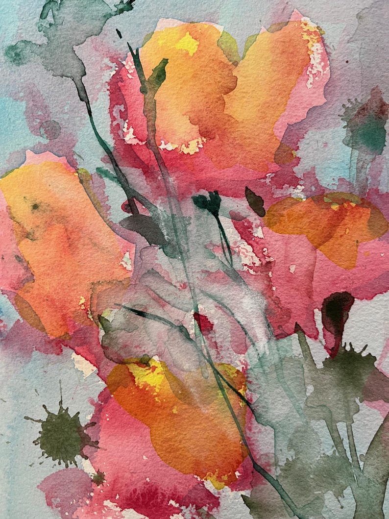 Loose Abstract Florals Original Watercolor Painting TL Aley Watercolour ...