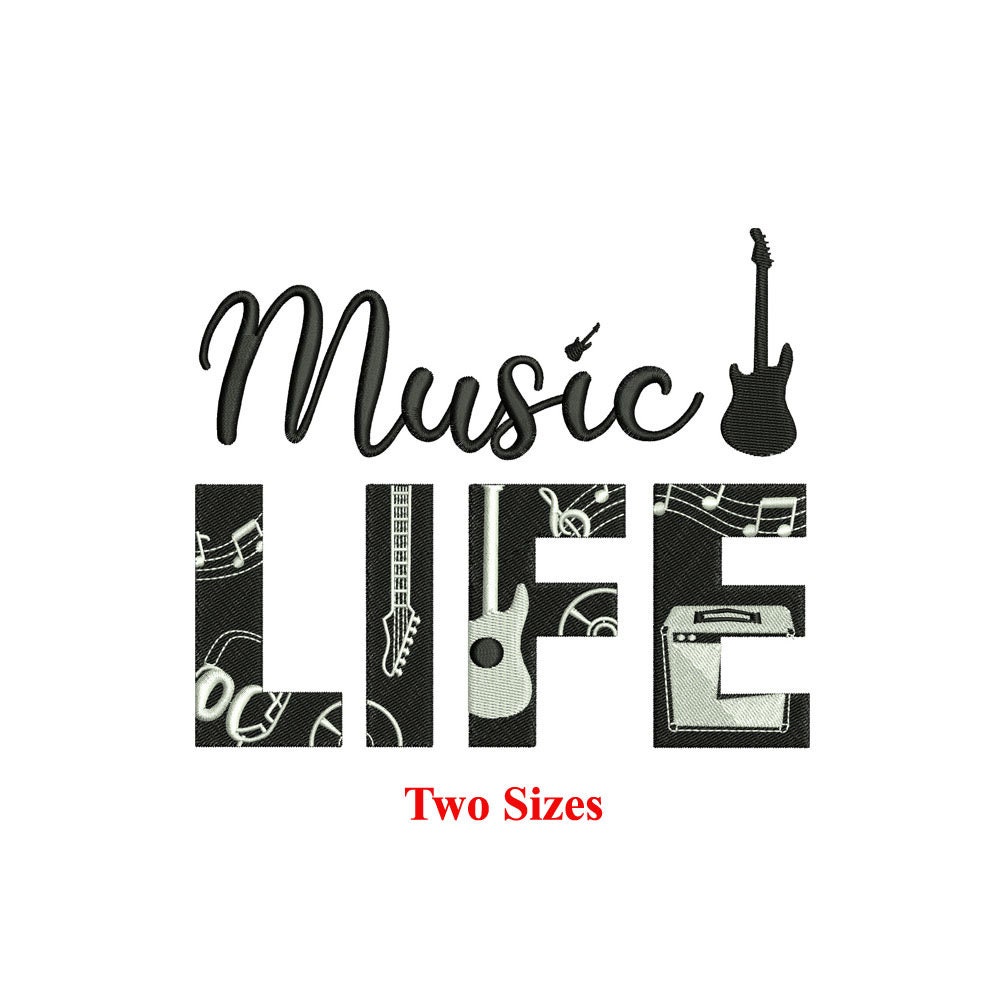 Music Life Machine Embroidery Design / Music Lover Design / Love Music ...