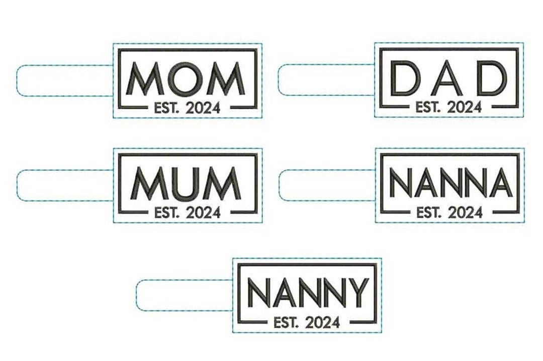 MOM EST 2024 Machine Embroidery Design / DAD Est 2024 / Mum Est 2024 ...