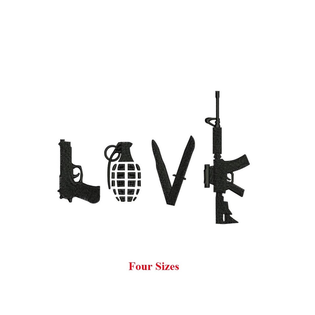 Love Written in Weapons Machine Embroidery Design / Love Gun / Love ...