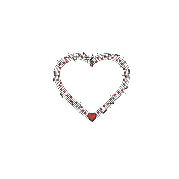 Music Notes Heart Machine Embroidery Design / Music Notes Love | Etsy