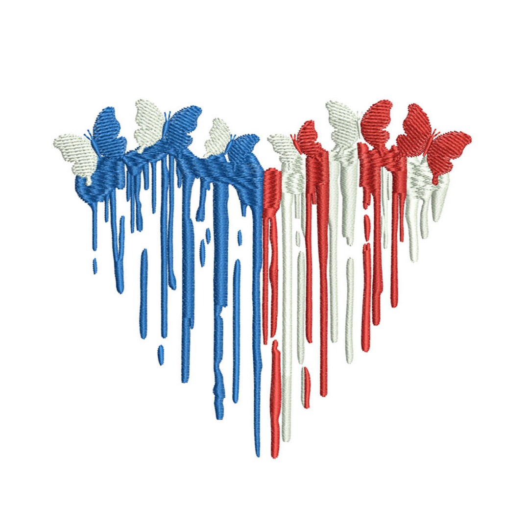 Red Blue USA Melting Butterfly Machine Embroidery Design / Butterfly ...