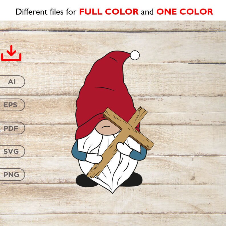 Gnome Cross SVG and PNG | Cross Easter Gnome Circuit Design | Jesus ...