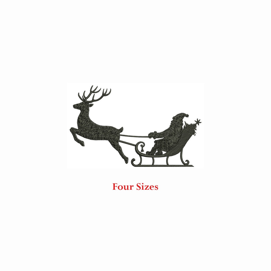 Santa Sleigh Christmas Machine Embroidery Design / Santa Sleigh With ...