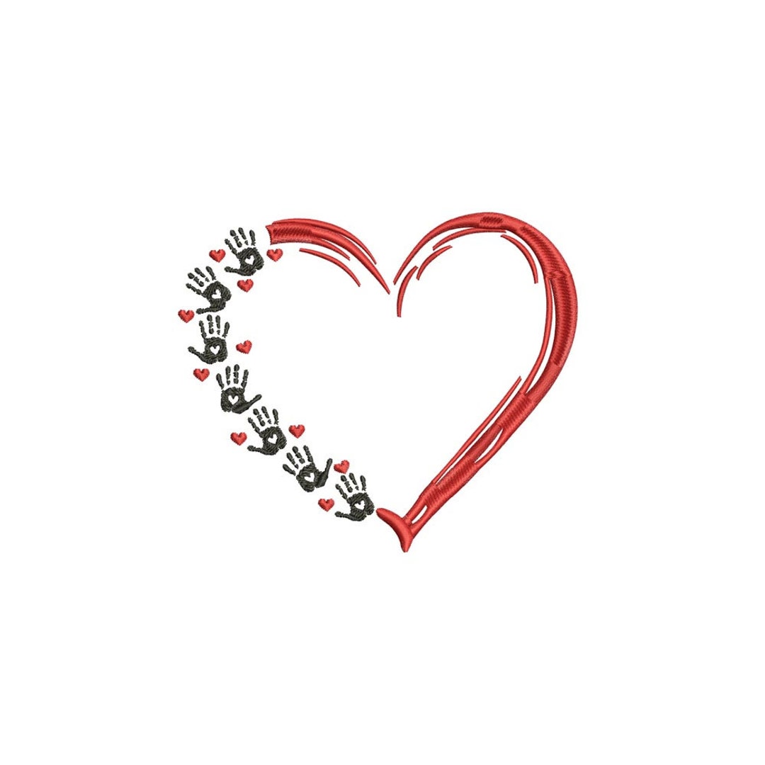 Hand Print Heart Machine Embroidery Design / Hand Print / Heart ...
